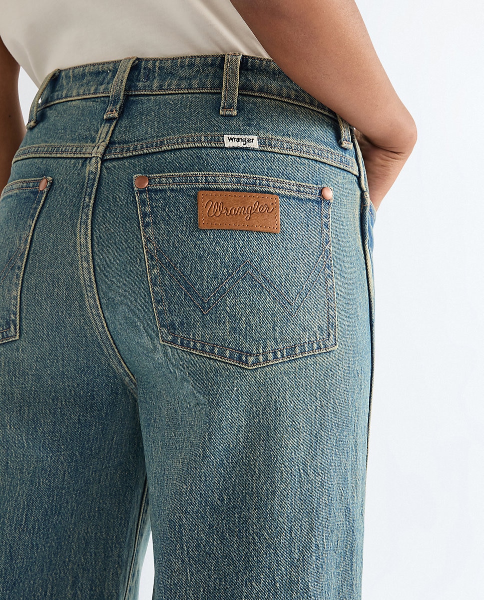 Vaquero de mujer de corte recto y loose con cintura regular Azul denim ...