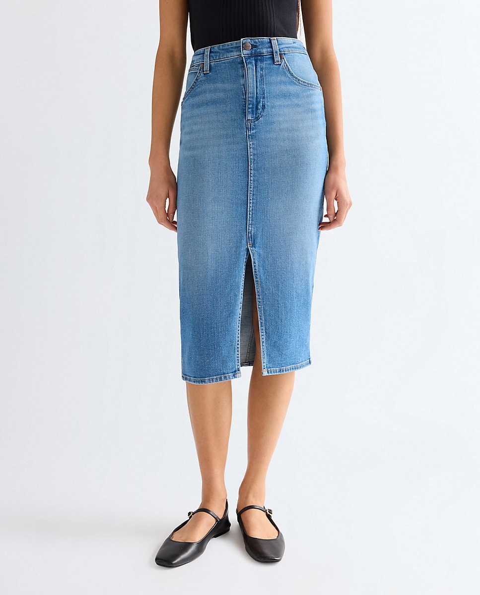 Falda vaquera midi de tubo Azul Wrangler · El Corte Inglés