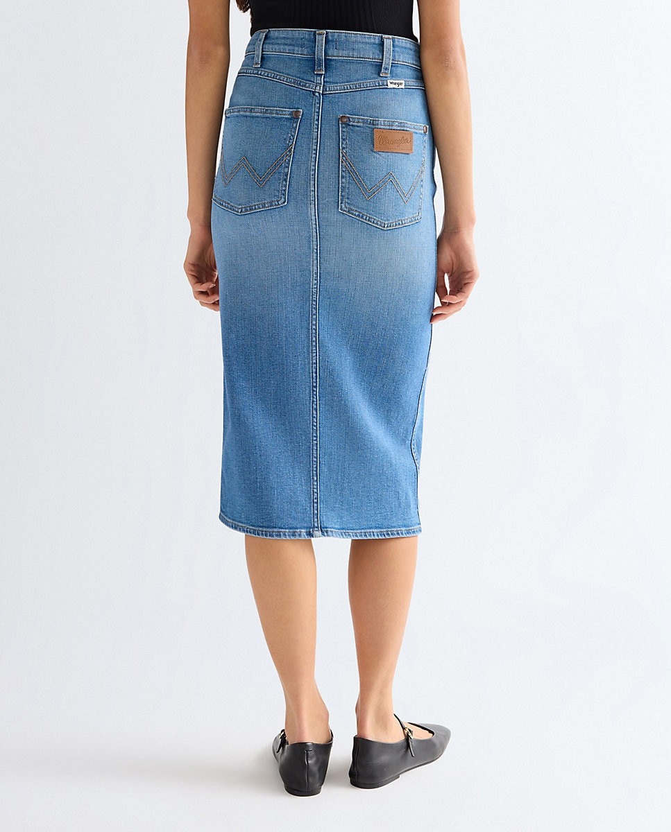 Falda vaquera midi de tubo Azul Wrangler · El Corte Inglés