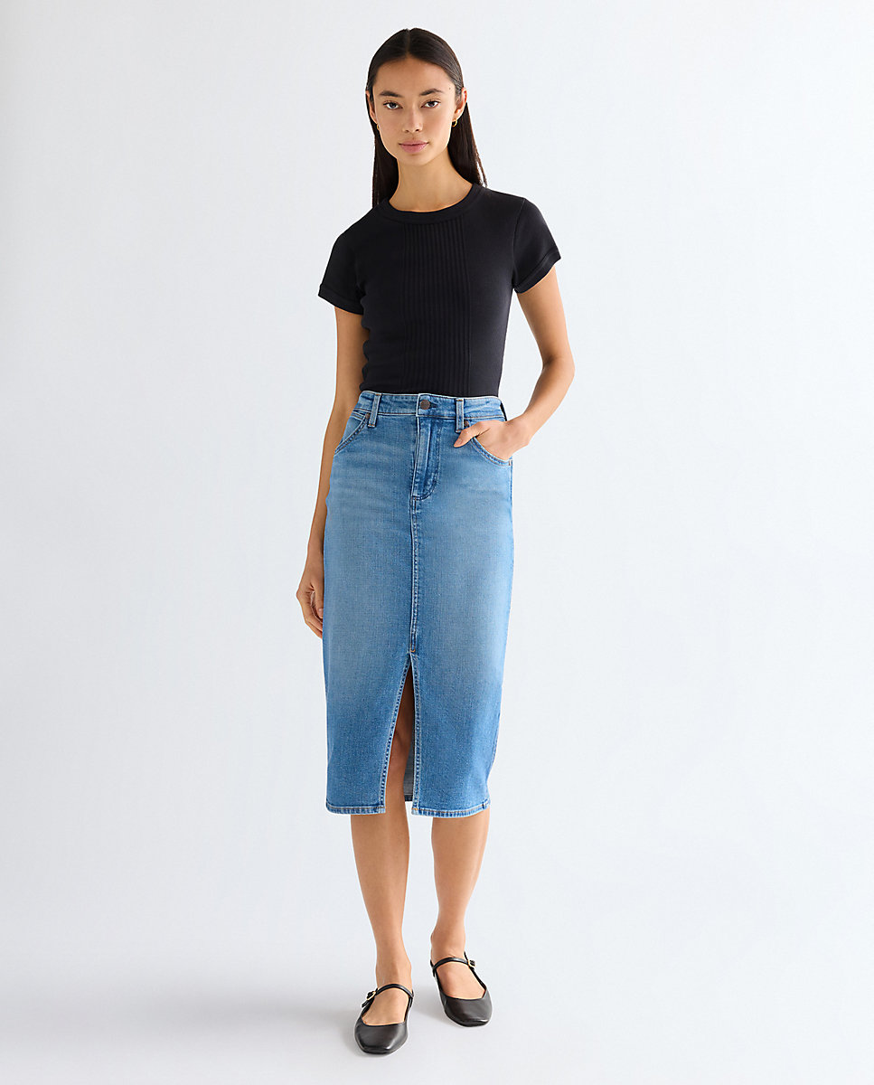 Falda vaquera midi de tubo Azul Wrangler · El Corte Inglés
