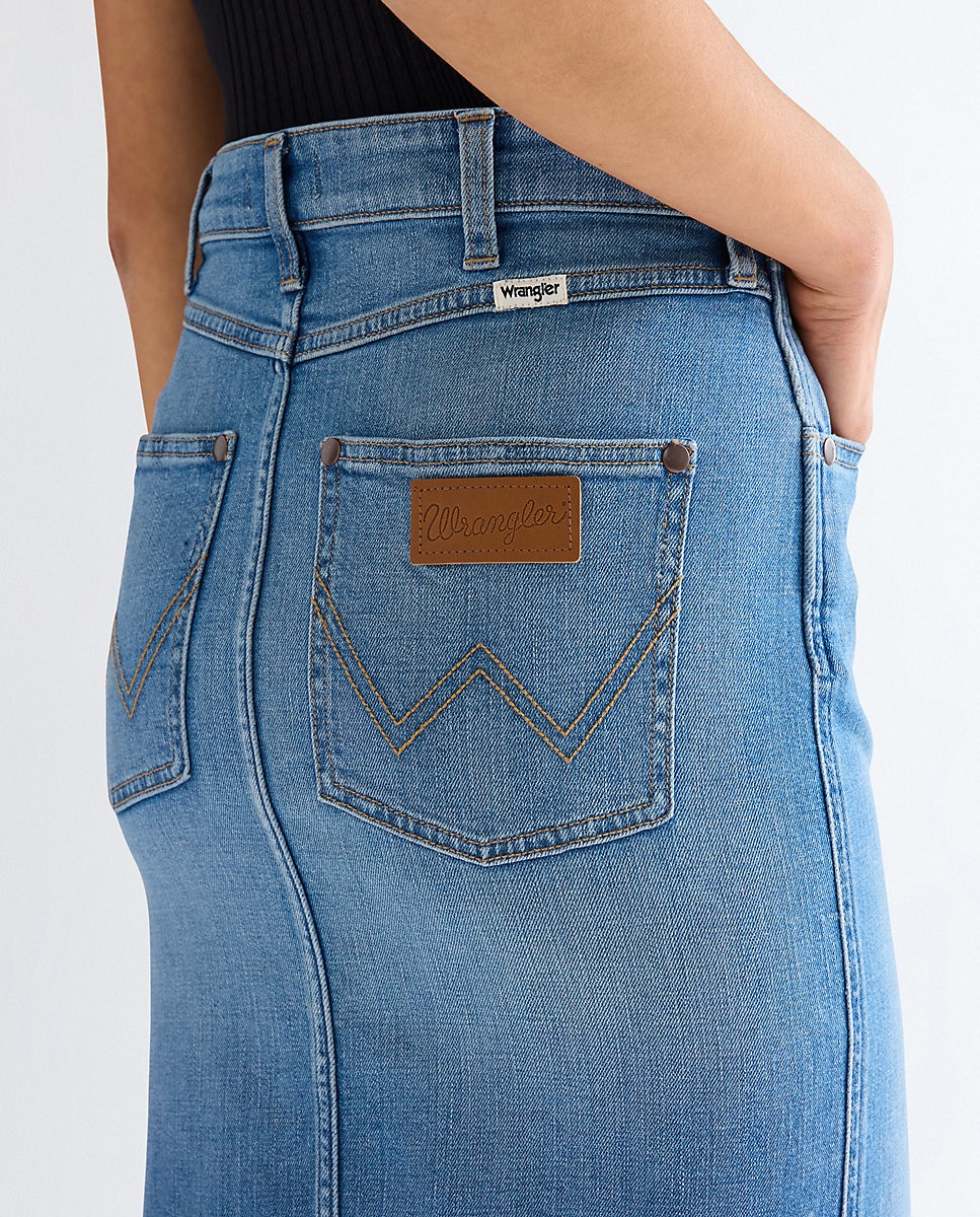 Falda vaquera midi de tubo Azul Wrangler · El Corte Inglés