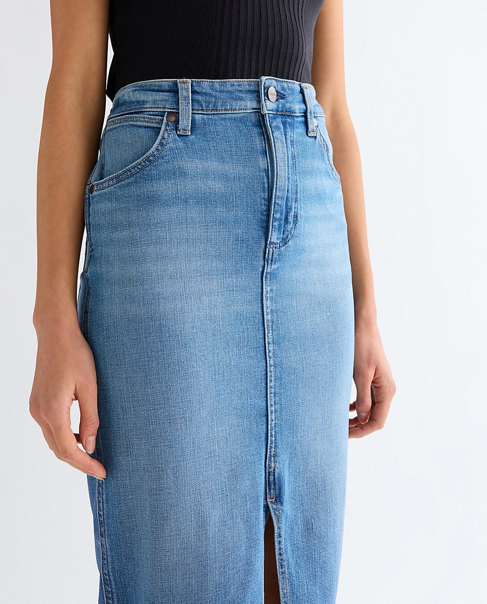 Falda vaquera midi de tubo Azul Wrangler · El Corte Inglés