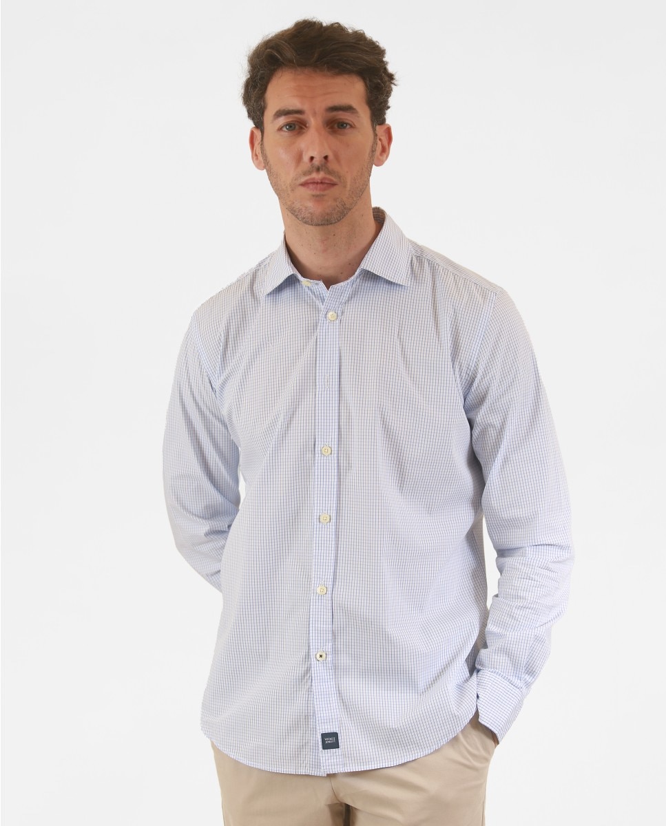 Camisa casual algodón de hombre soft slim en cuadros en azul claro Azul ...