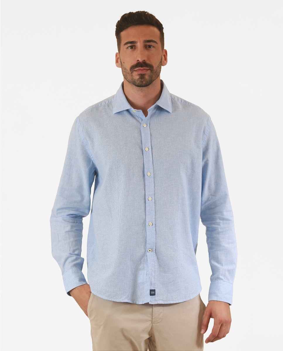 Camisa casual de hombre soft slim pied poule en blanco Azul claro · El ...