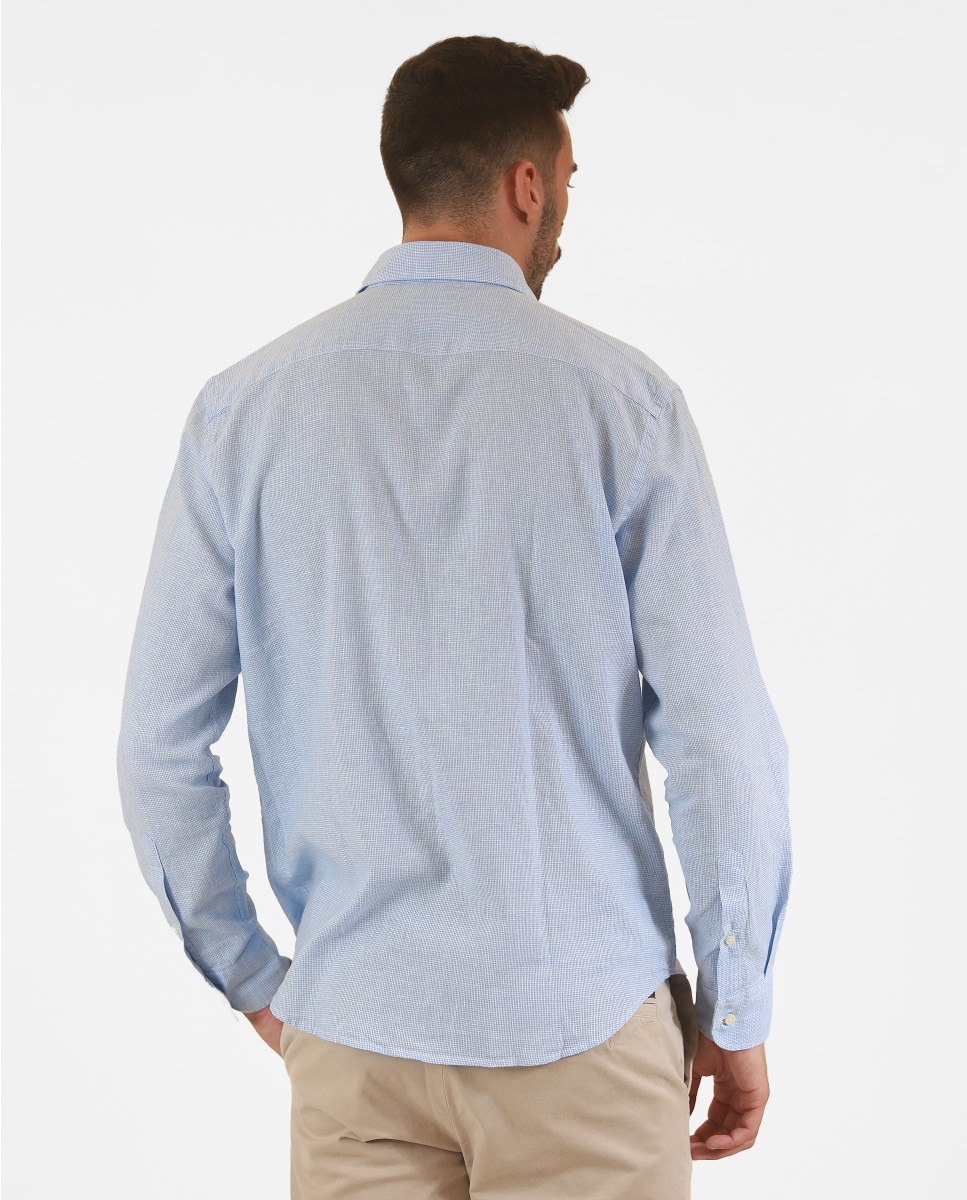 Camisa casual de hombre soft slim pied poule en blanco Azul claro · El ...