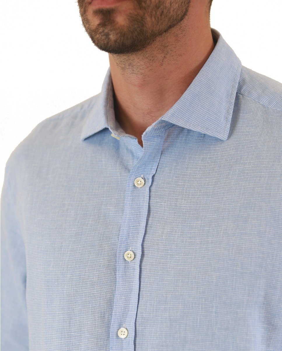 Camisa casual de hombre soft slim pied poule en blanco Azul claro · El ...