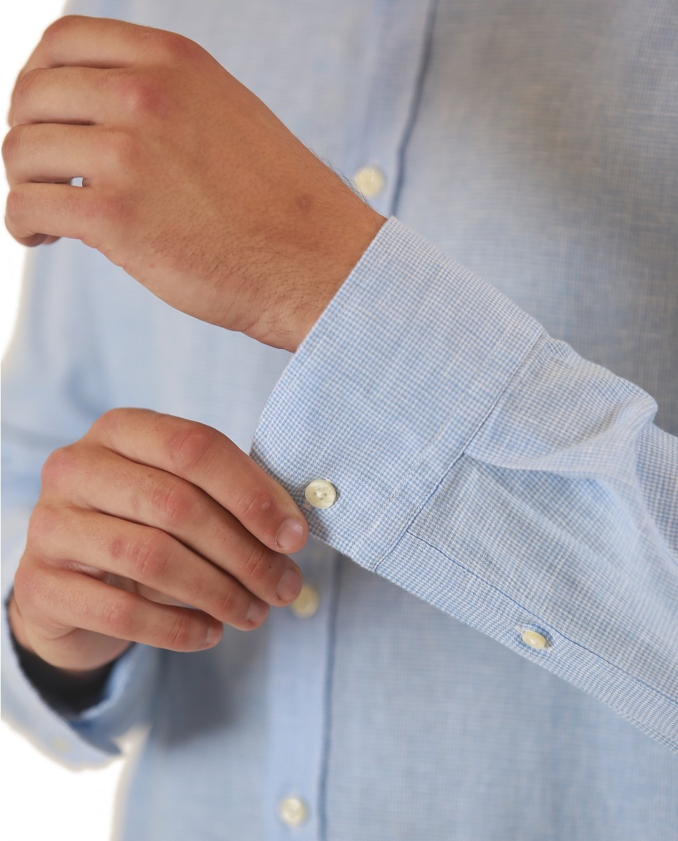 Camisa casual de hombre soft slim pied poule en blanco Azul claro · El ...