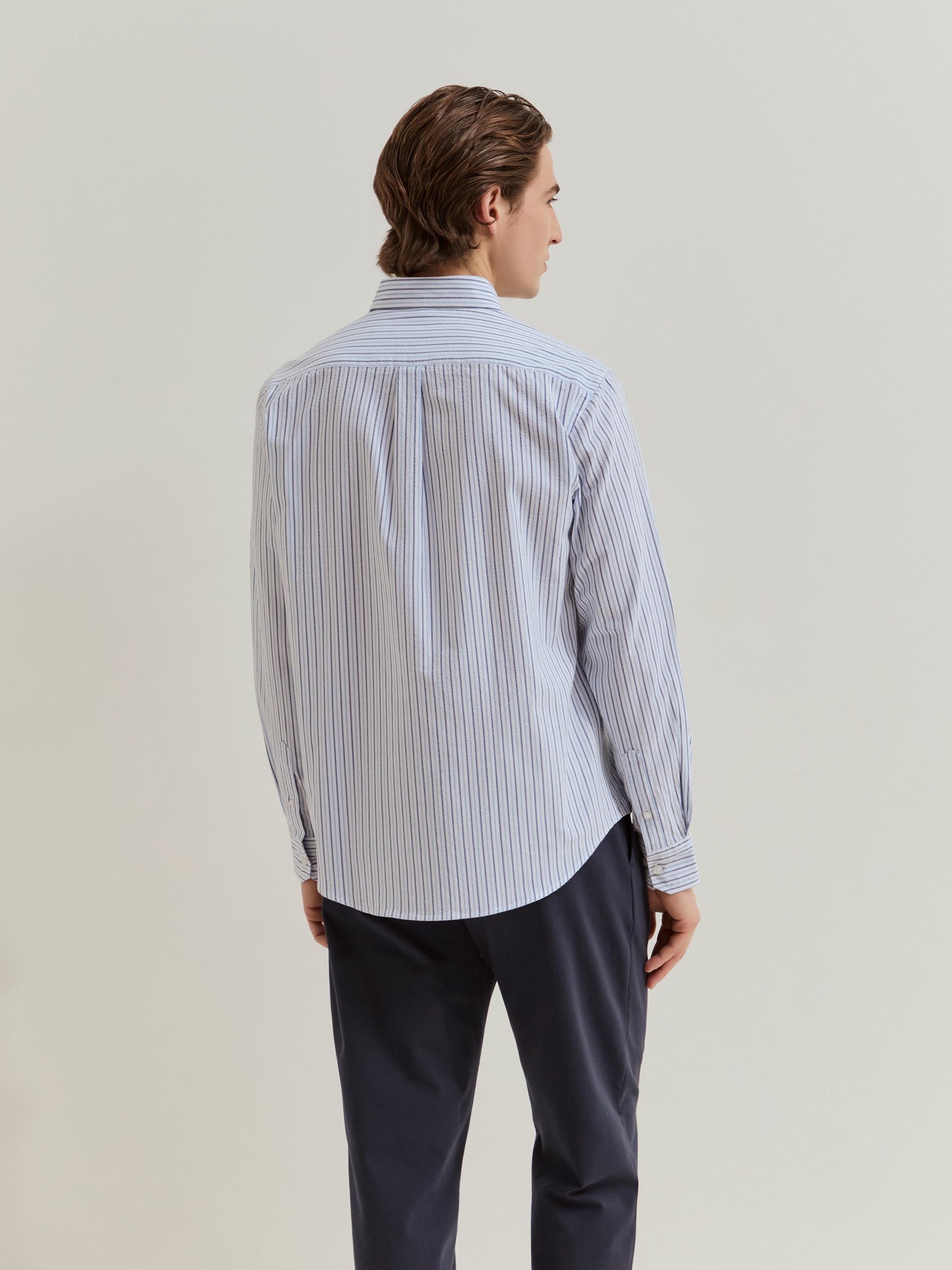 Camisa de algodón de hombre a rayas Azul · El Corte Inglés