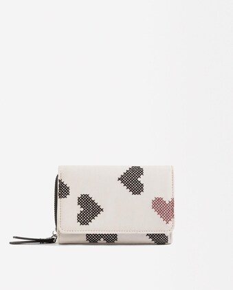 Cartera de mujer mediana con solapa y estampado de corazones · Parfois ...