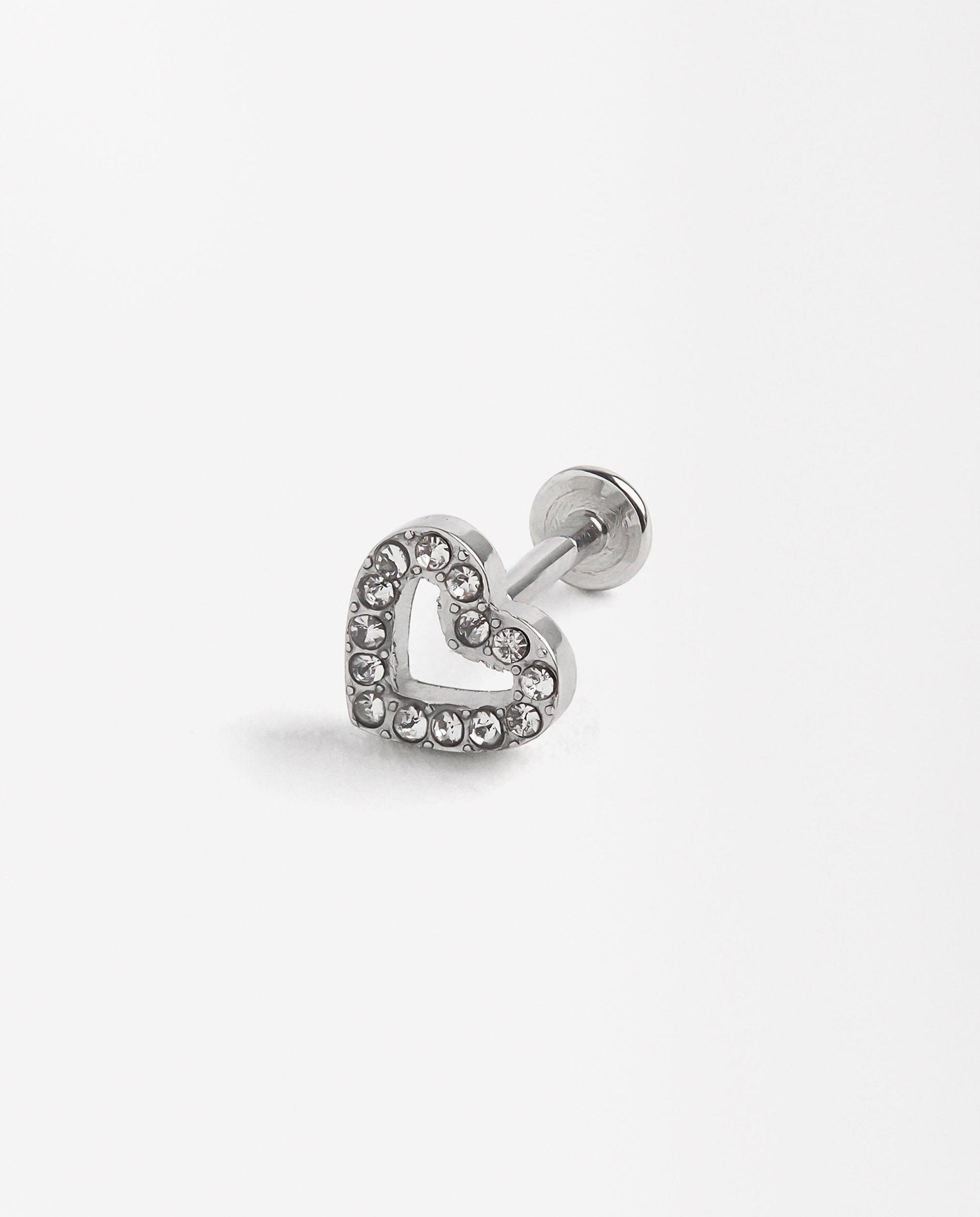Piercing de acero inoxidable con circonitas y forma de corazón en ...