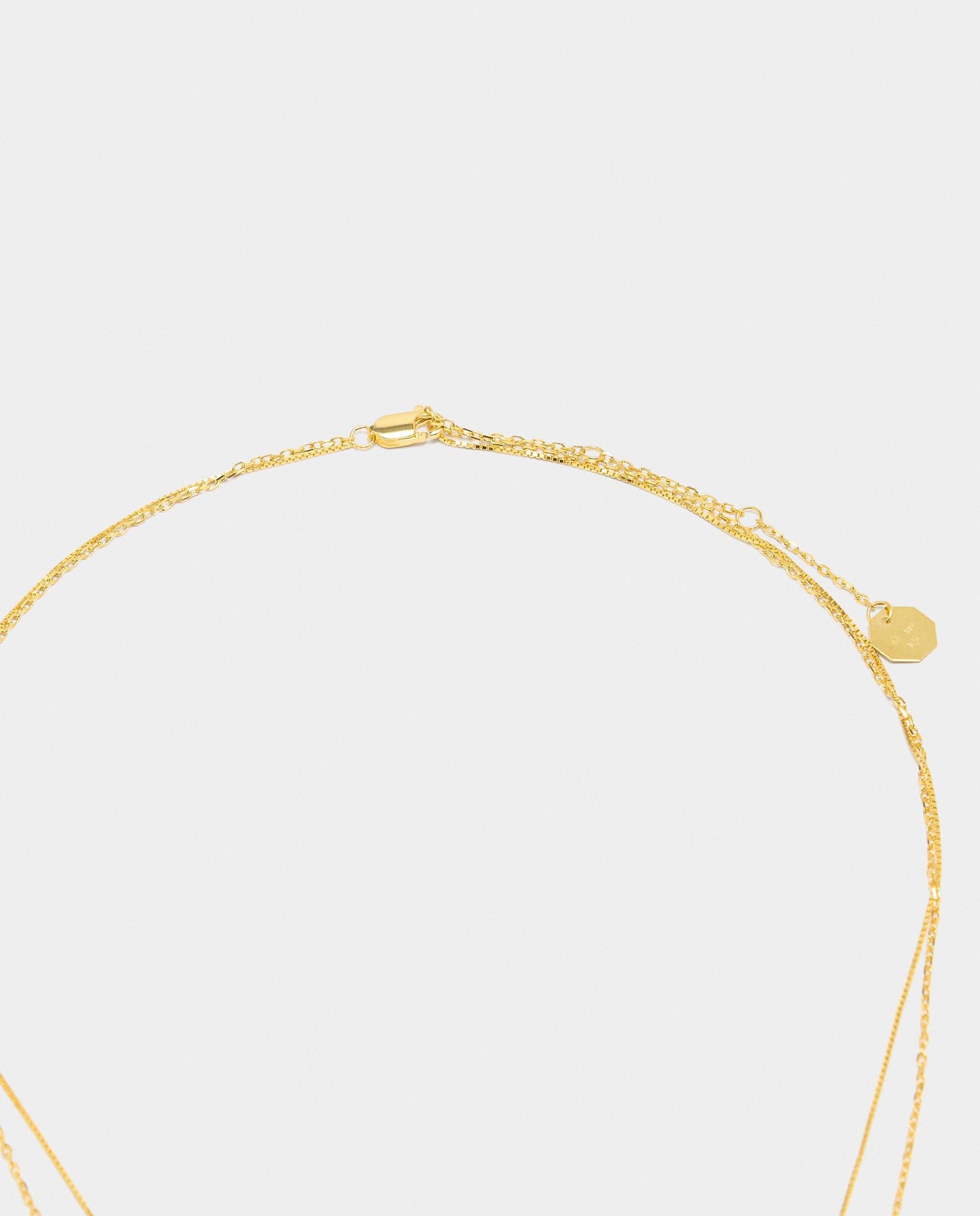 Collar de plata de ley doble con abalorios y detalle de corazón Dorado ...