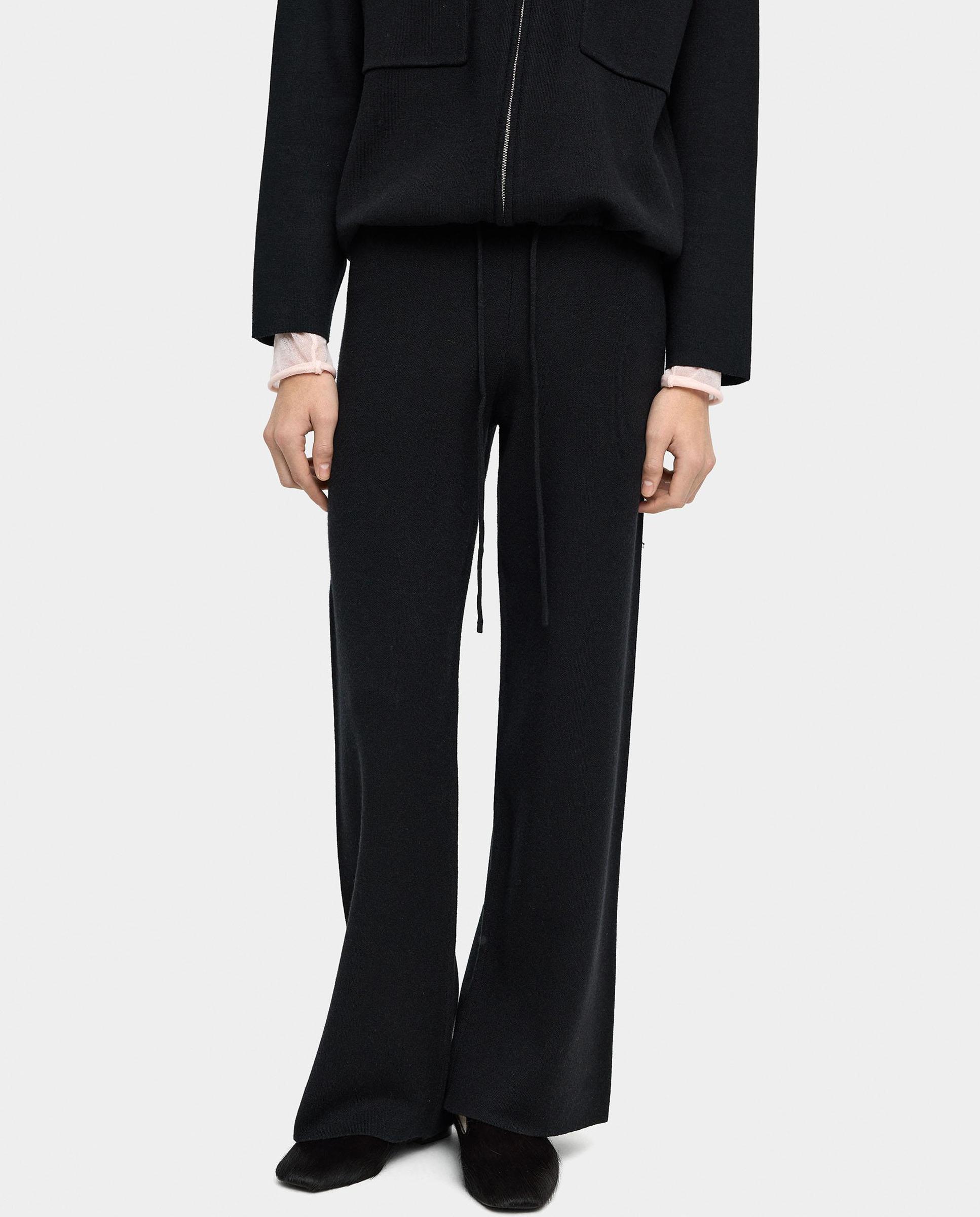 Pantalón recto de mujer de punto con cintura elástica Negro Parfois ...