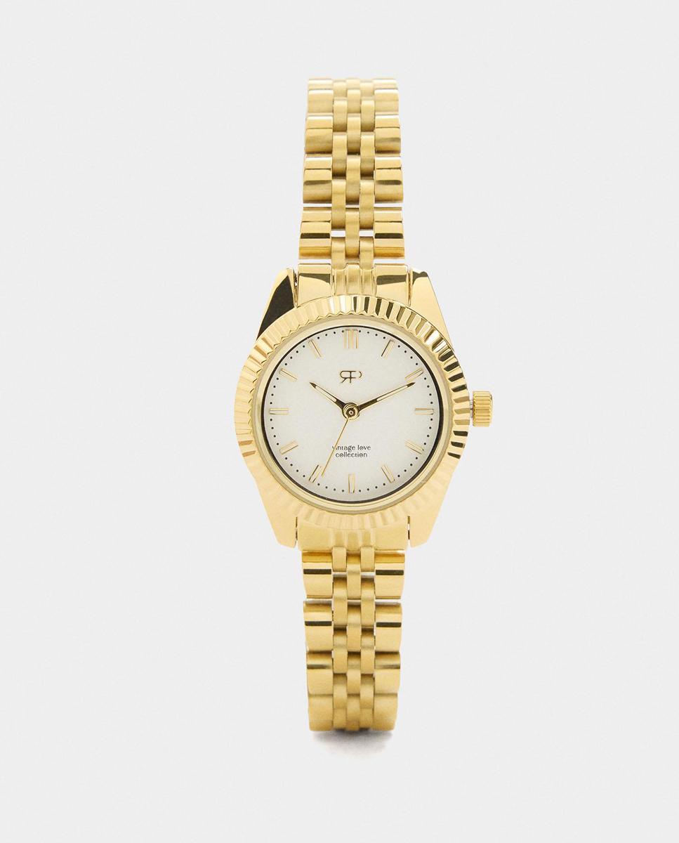 Reloj de mujer Parfois de acero inoxidable redondo en liso Dorado · El ...