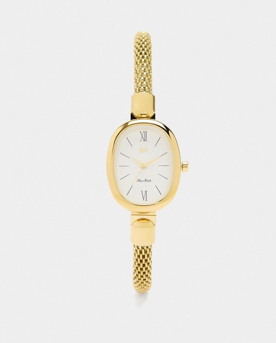 Reloj de mujer Parfois de acero inoxidable redondo en liso Dorado · El ...