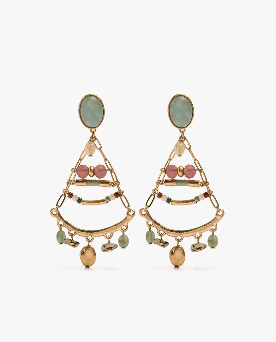 Pendientes con forma de triángulo y abalorios decorativos Multicolor ...