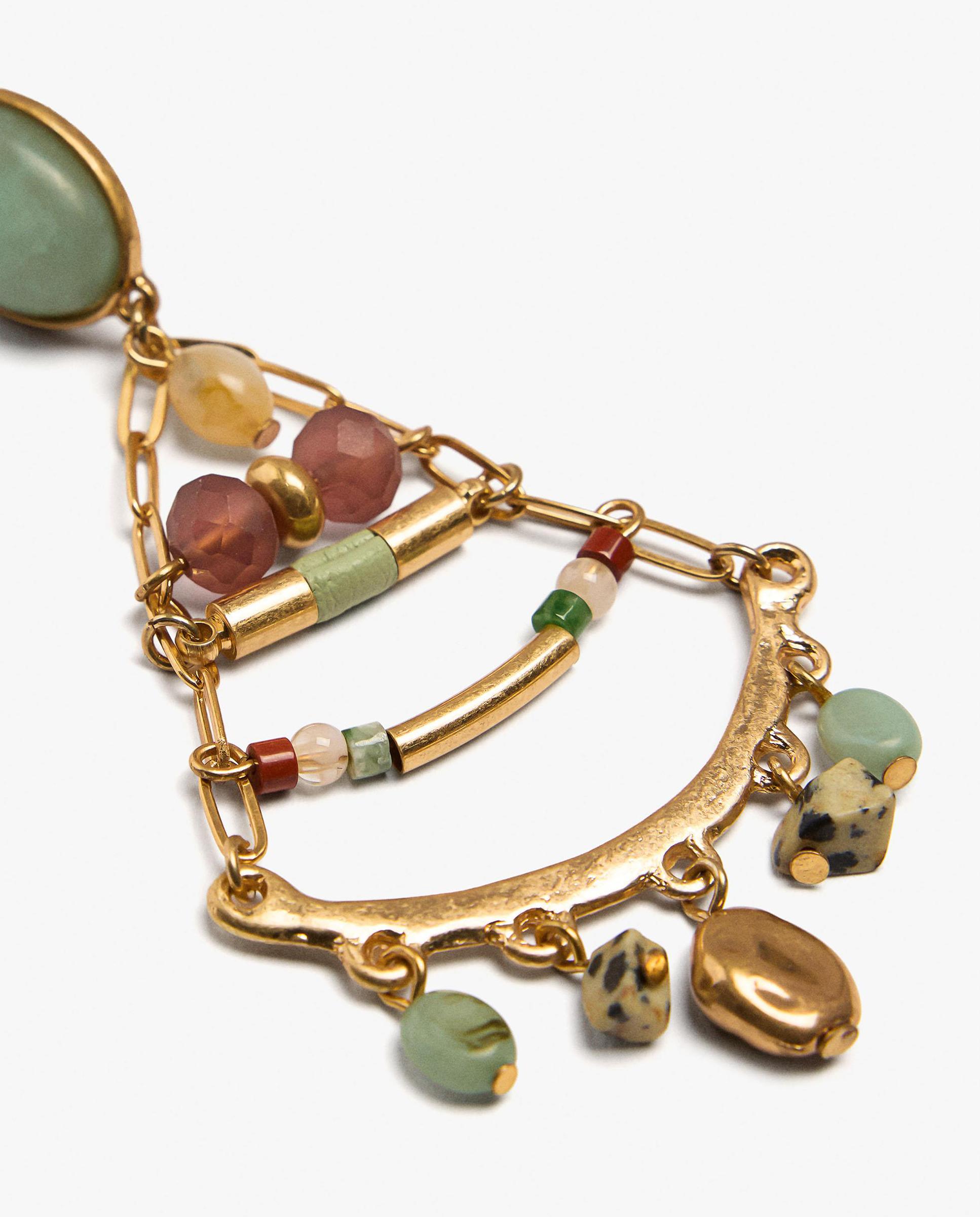 Pendientes con forma de triángulo y abalorios decorativos Multicolor ...