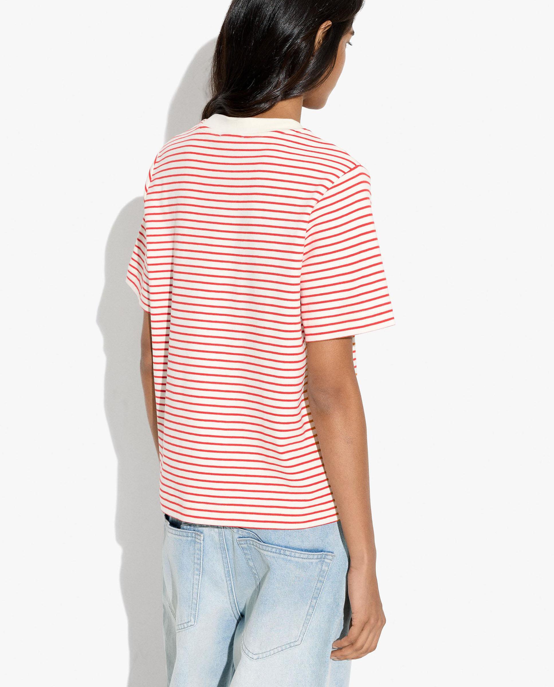 Camiseta de mujer 100% algodón de manga corta con estampado de rayas ...