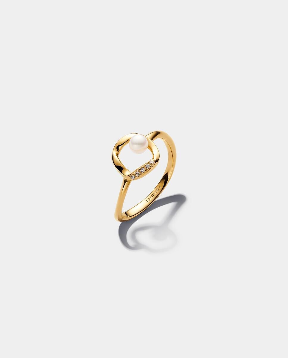 Anillo Círculo en Pavé Forma Orgánica y Perla Cultivada de Agua Dulce ...