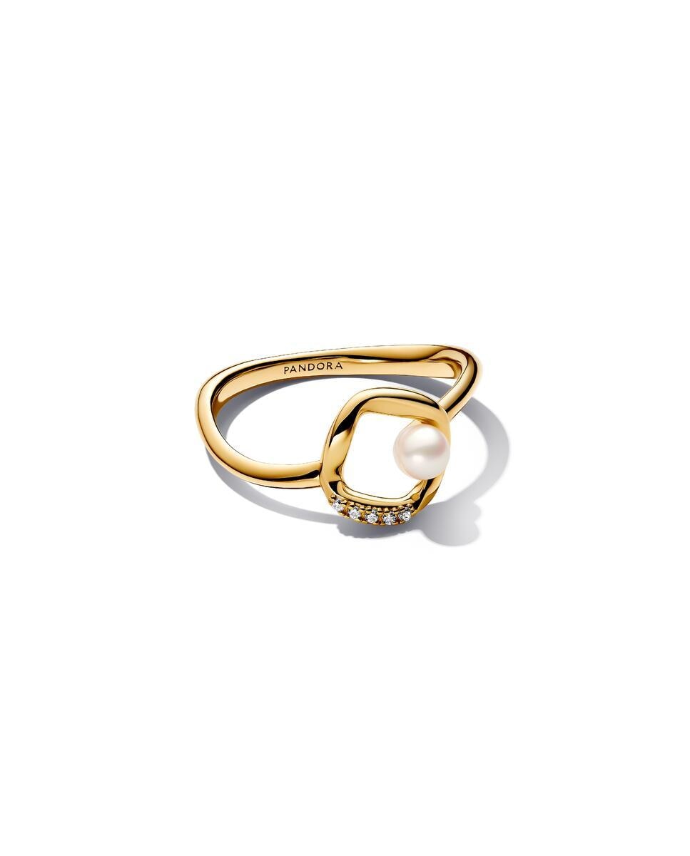 Anillo Círculo en Pavé Forma Orgánica y Perla Cultivada de Agua Dulce ...