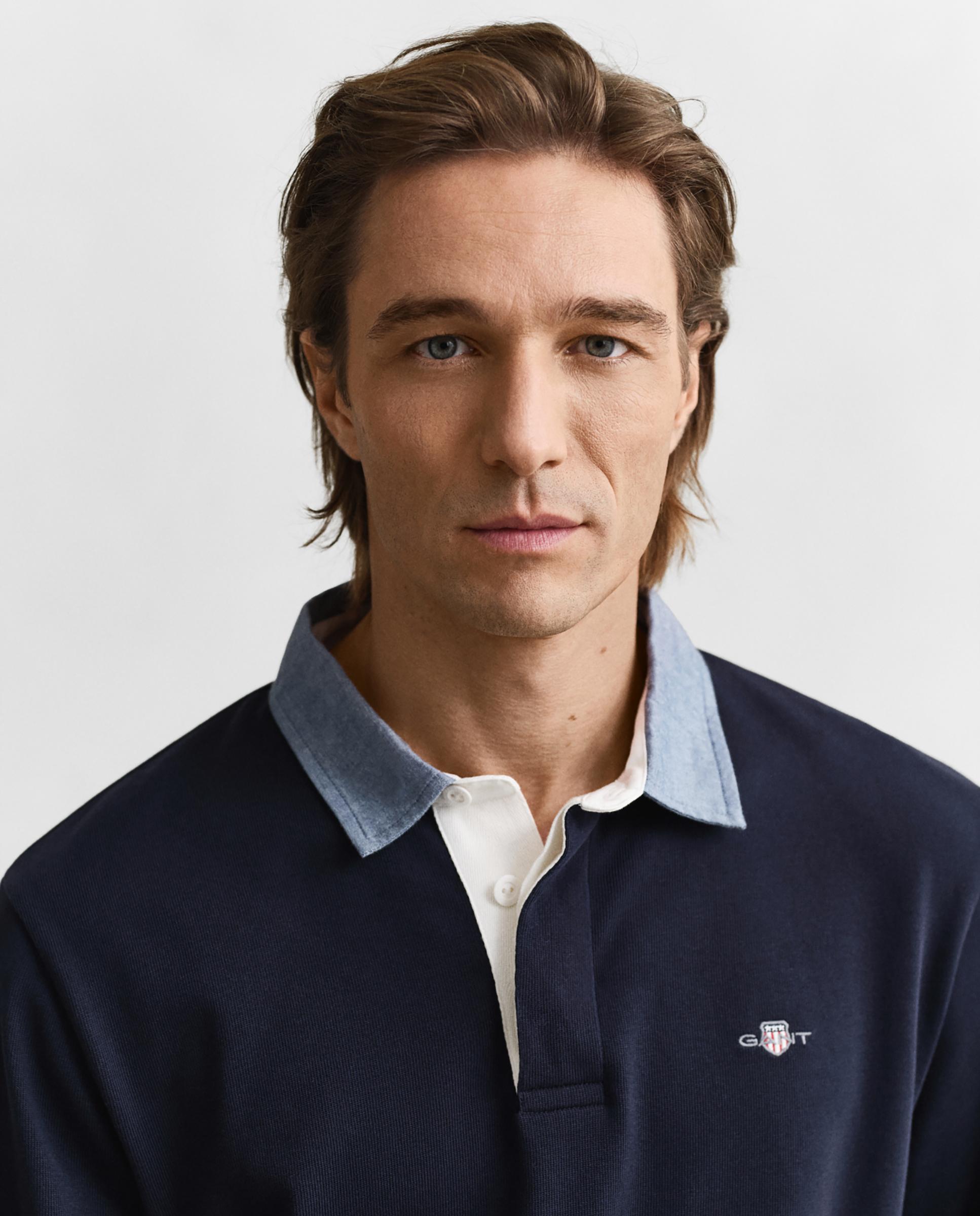 Polo de hombre de manga larga 100 % algodón Azul claro · El Corte Inglés