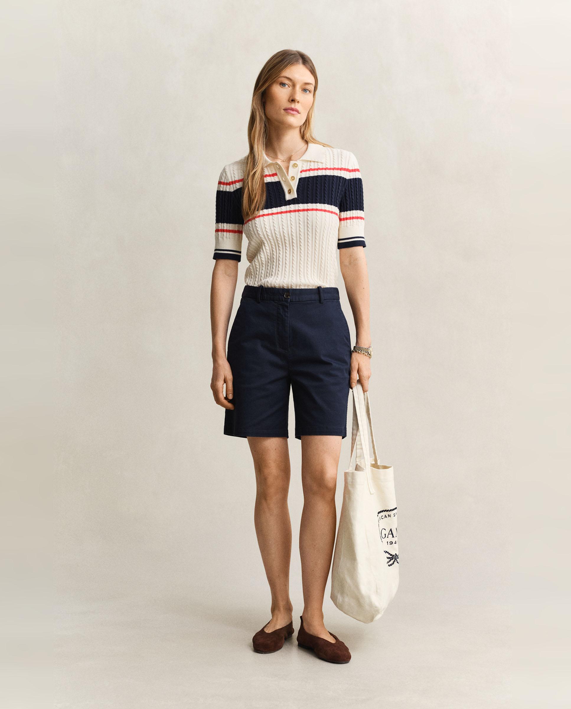 Bermudas de mujer tipo chinos liso Azul Gant · El Corte Inglés
