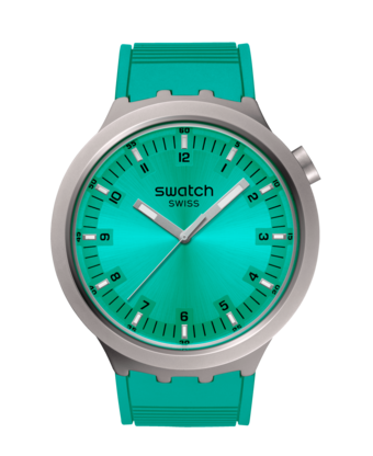 Reloj unisex Swatch Aqua Shimmer de color turquesa y correa de caucho ...