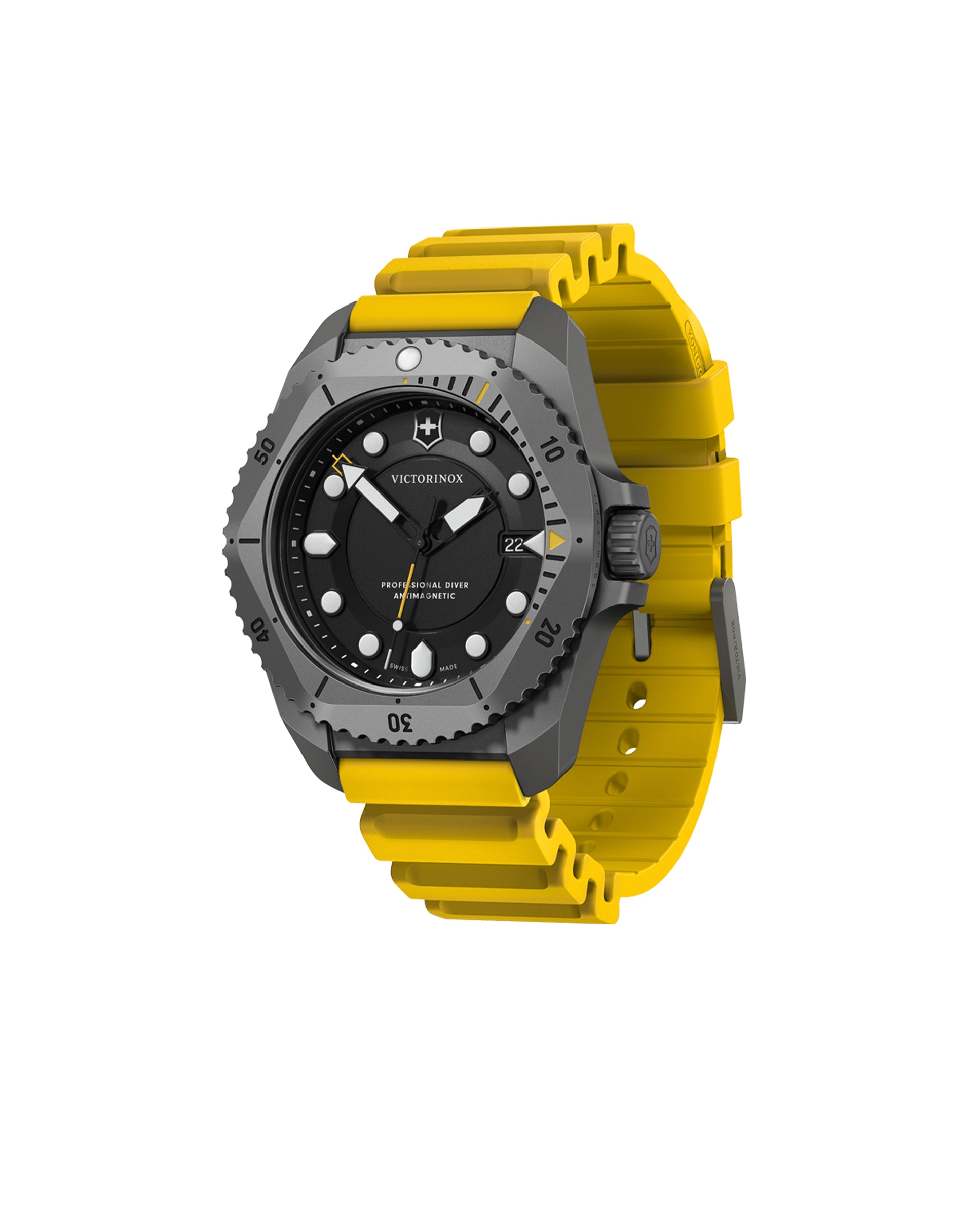 Reloj analógico de hombre dive pro v241992 de caucho y correa amarilla ...