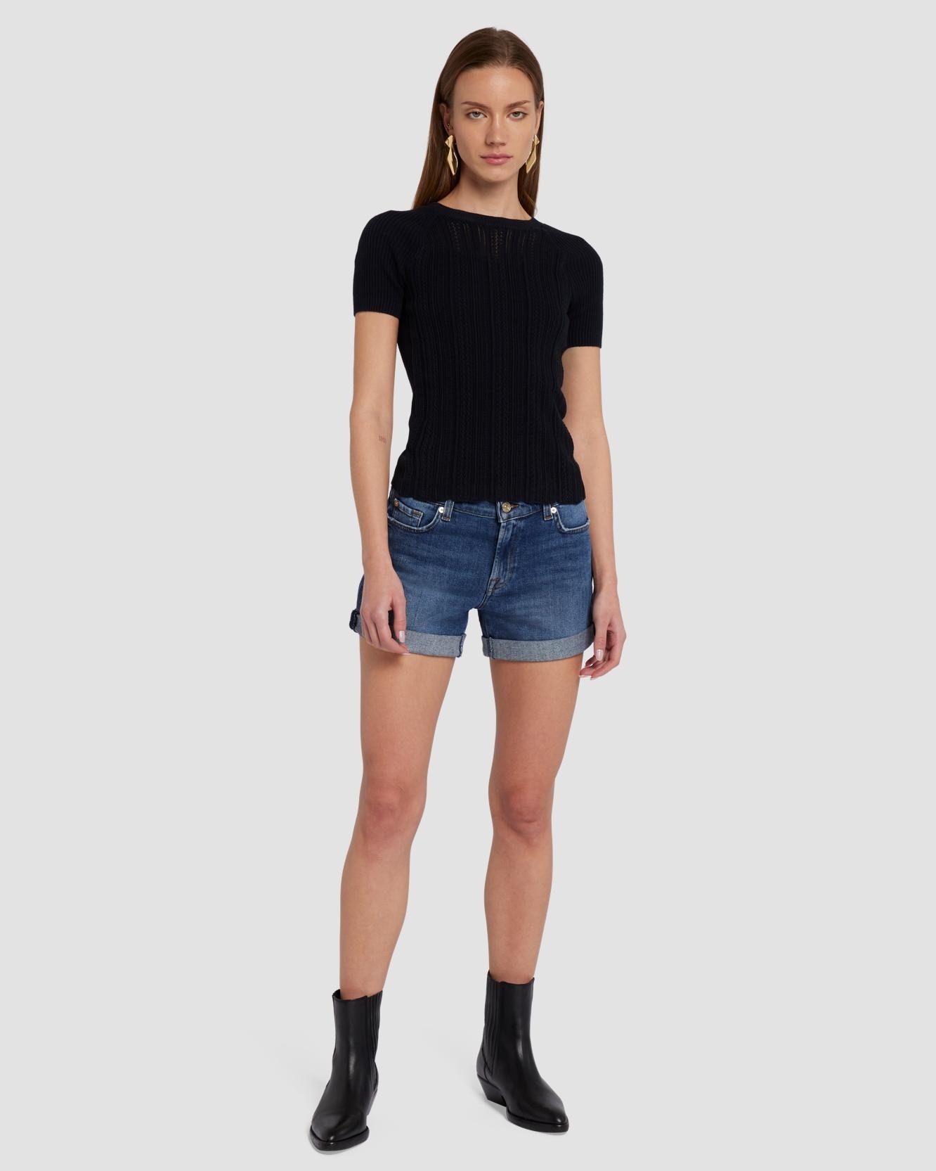 Short de mujer Mid Roll de tiro medio Azul 7 For all mankind · El Corte ...