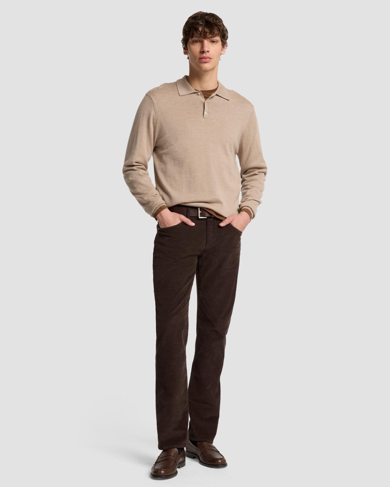 Pantalones de hombre slim de tiro medio en color beige Marrón 7 For all ...