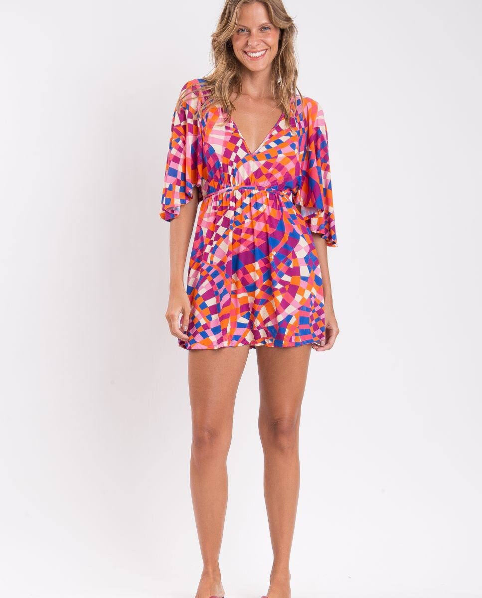 Vestido de playa corto con estampado geométrico · Río de Sol · El Corte ...
