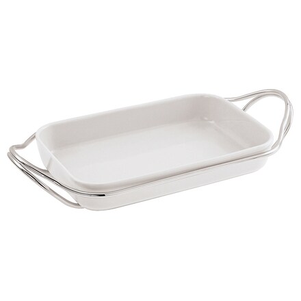 Fuente de horno rectangular de porcelana con soporte New Living ...