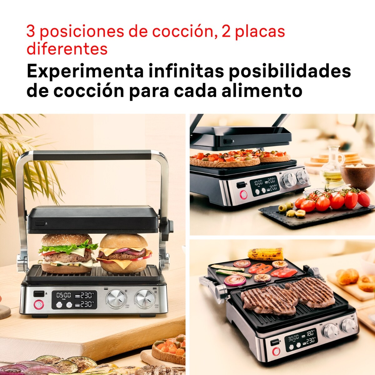 Multi Grill 7 Braun CG7040 digital 3 en 1 y doble placa independiente ...