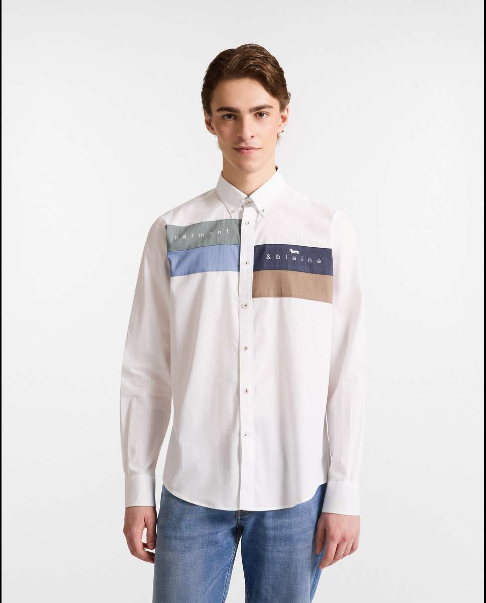 Camisa de hombre con franjas y logo Blanco · El Corte Inglés