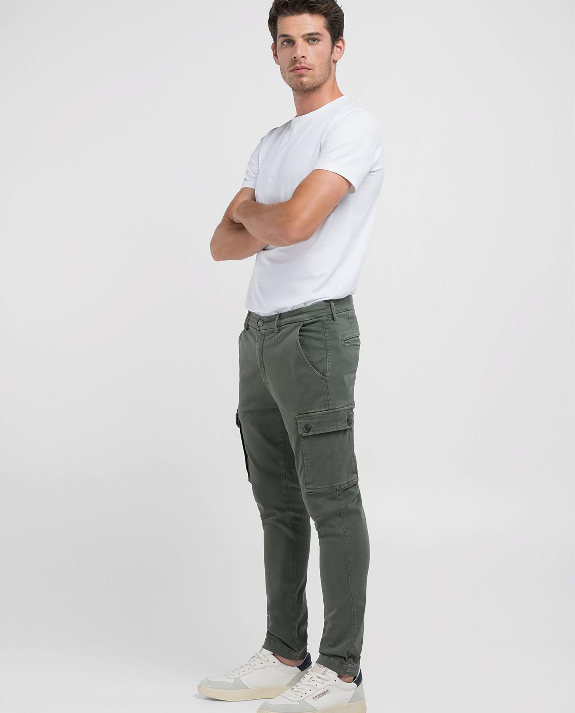Pantalón cargo de hombre slim fit con dos bolsillos franceses Verde ...