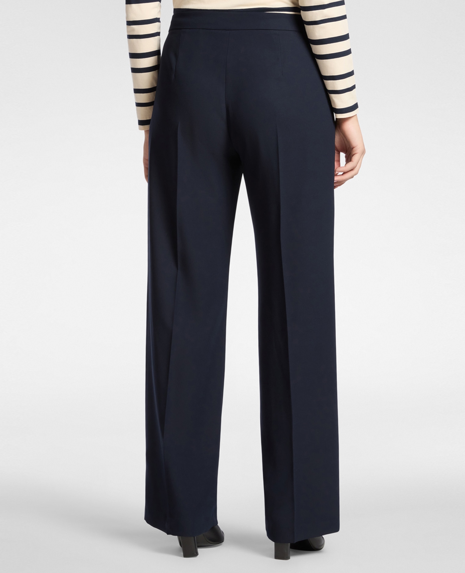 Pantalones rectos de mujer de cady ajuste clásico Azul marino Elena ...