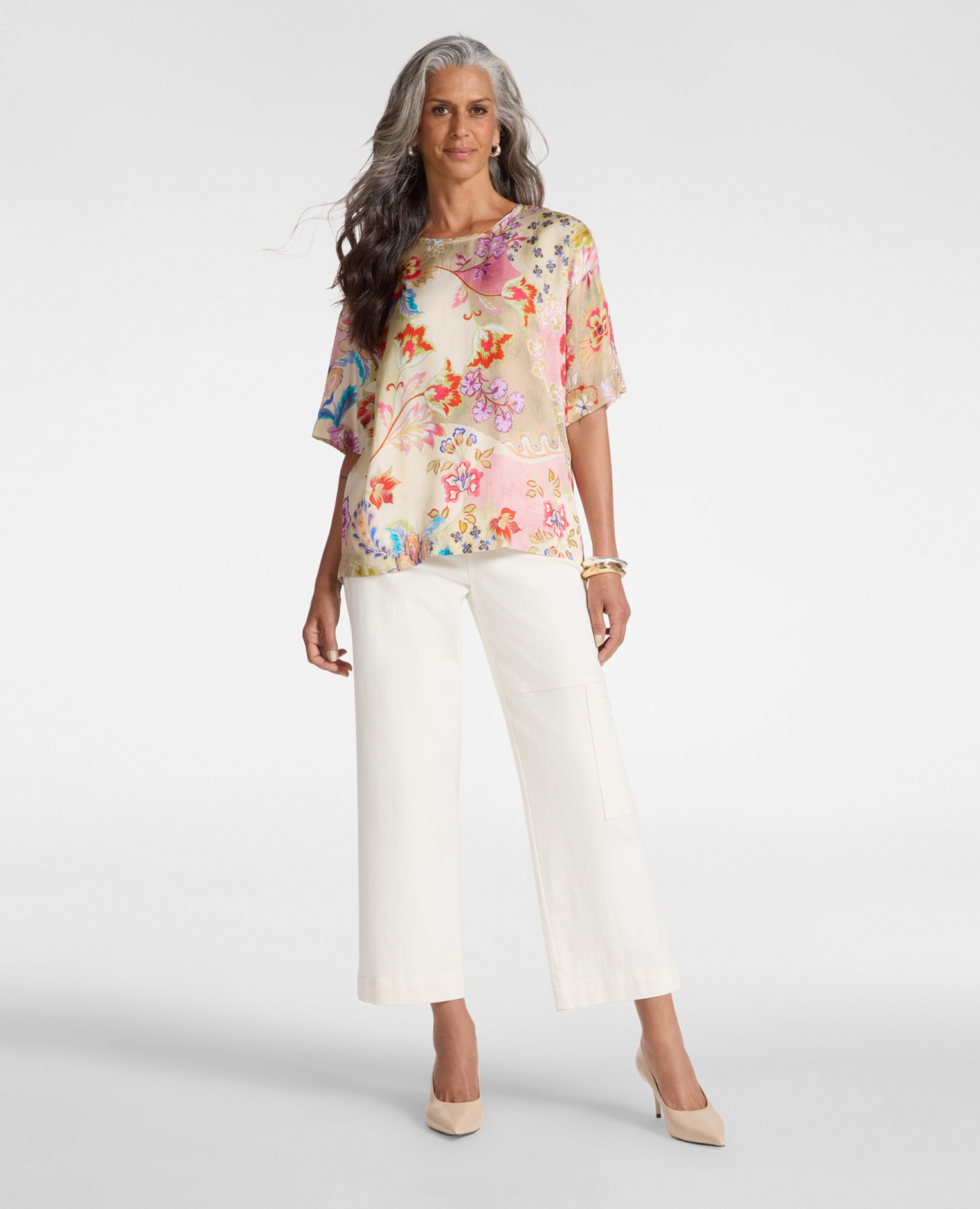 Blusa de mujer estampada en sarga de viscosa Rojo Elena Miró · El Corte ...