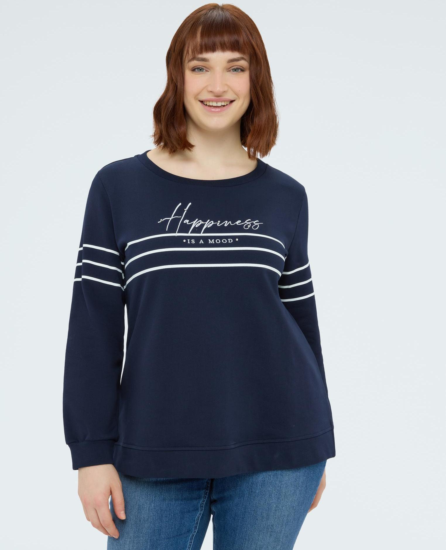 Sudadera de mujer de algodón con estampado mangas largas con detalle ...