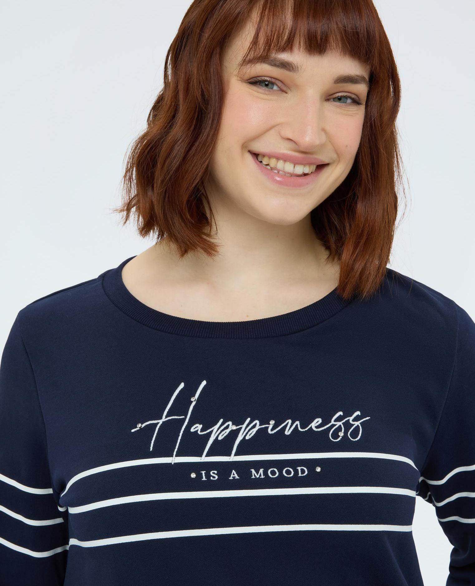 Sudadera de mujer de algodón con estampado mangas largas con detalle ...