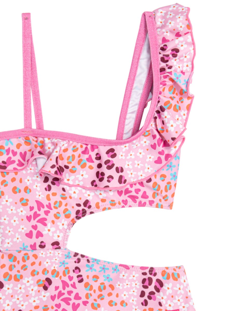 Trikini de niña asimétrico con volante y estampado animal print ...
