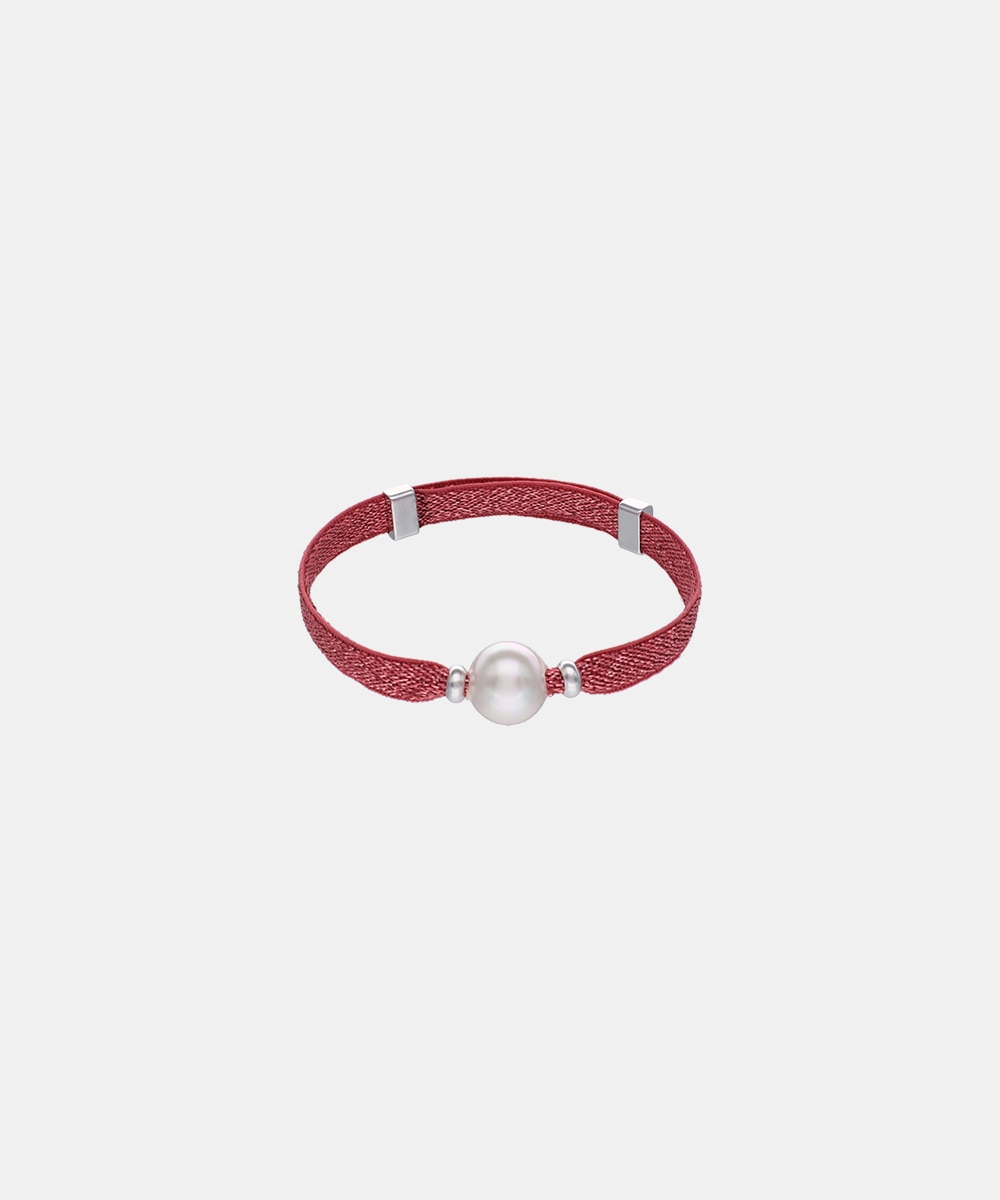 Pulsera elástica Circa ajustable con hilos de plata color magenta ...