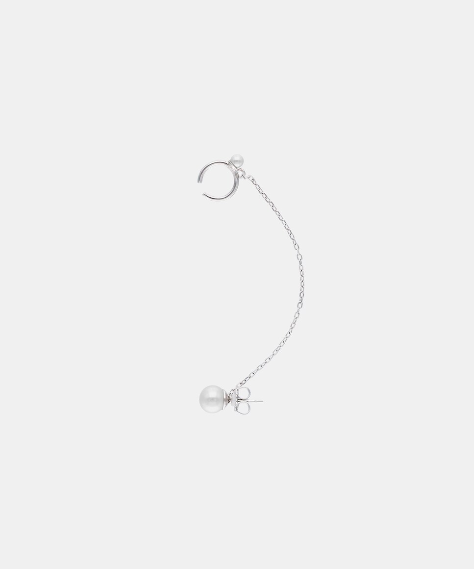 Pendiente earcuff plata Dangle con perla y cadena · Majorica · El Corte Inglés