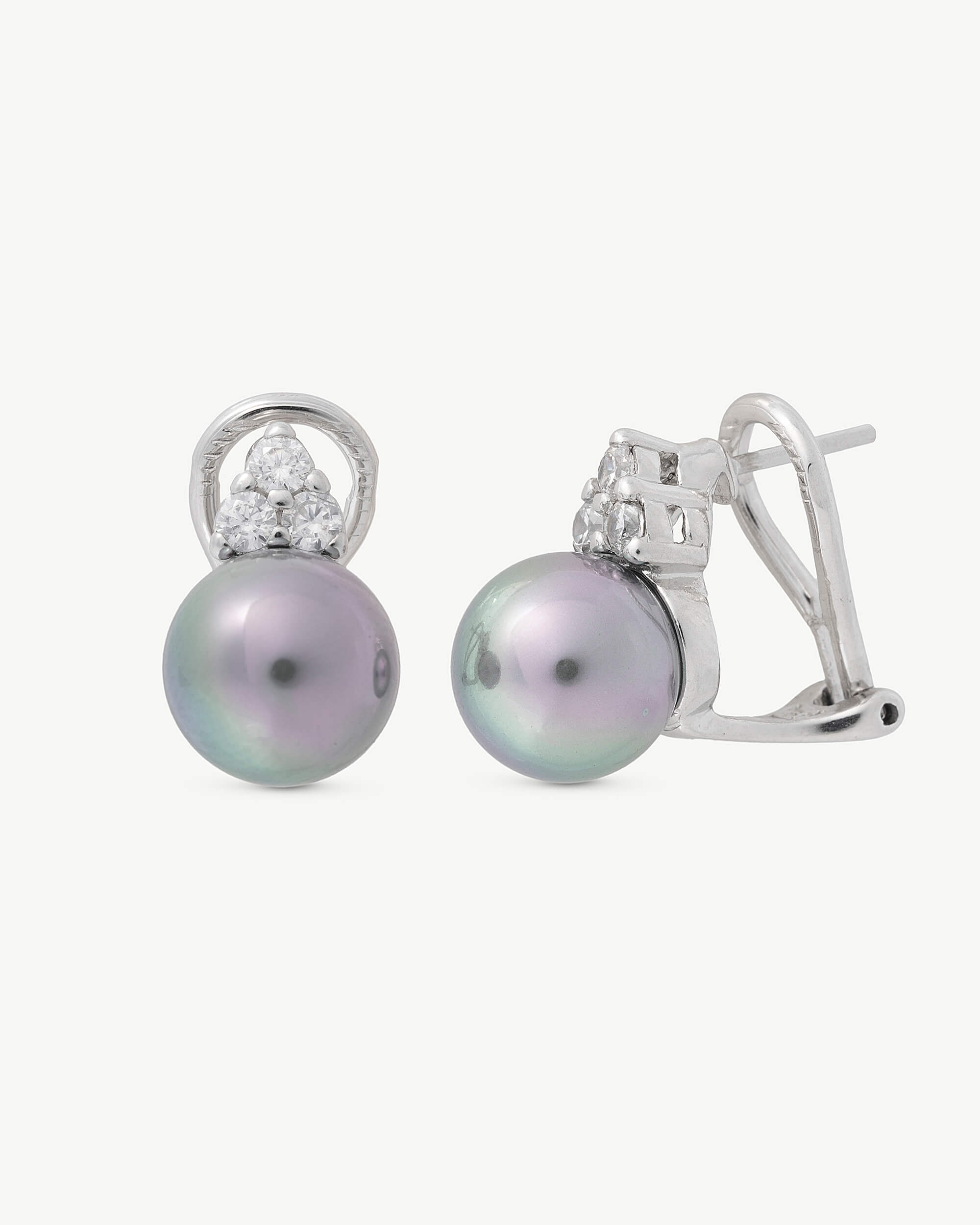 Pendientes majorica perla 10mm gris y 3 circonitas selene Plateado · El ...