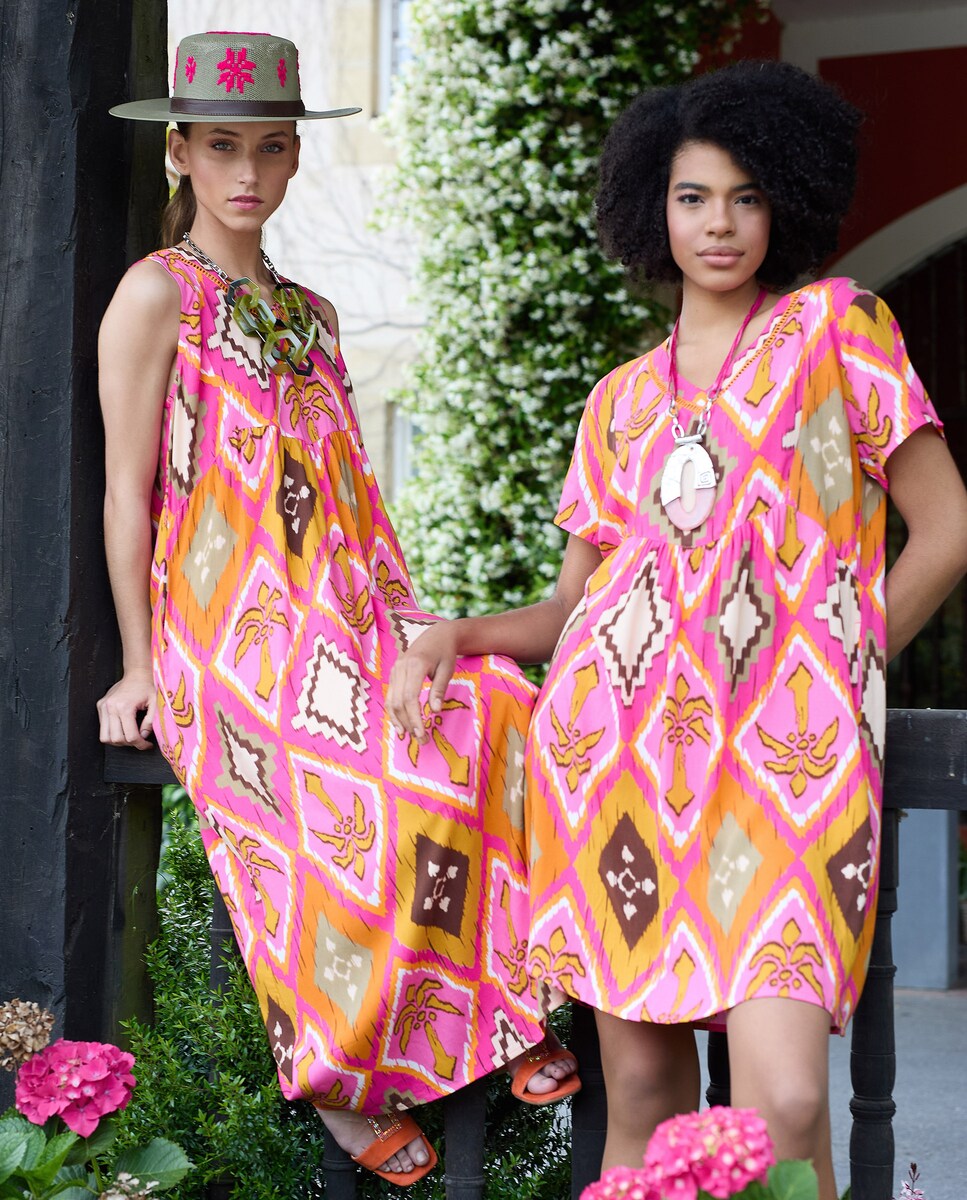 Vestido de playa de manga corta maxi estampado · Señoretta · El Corte ...