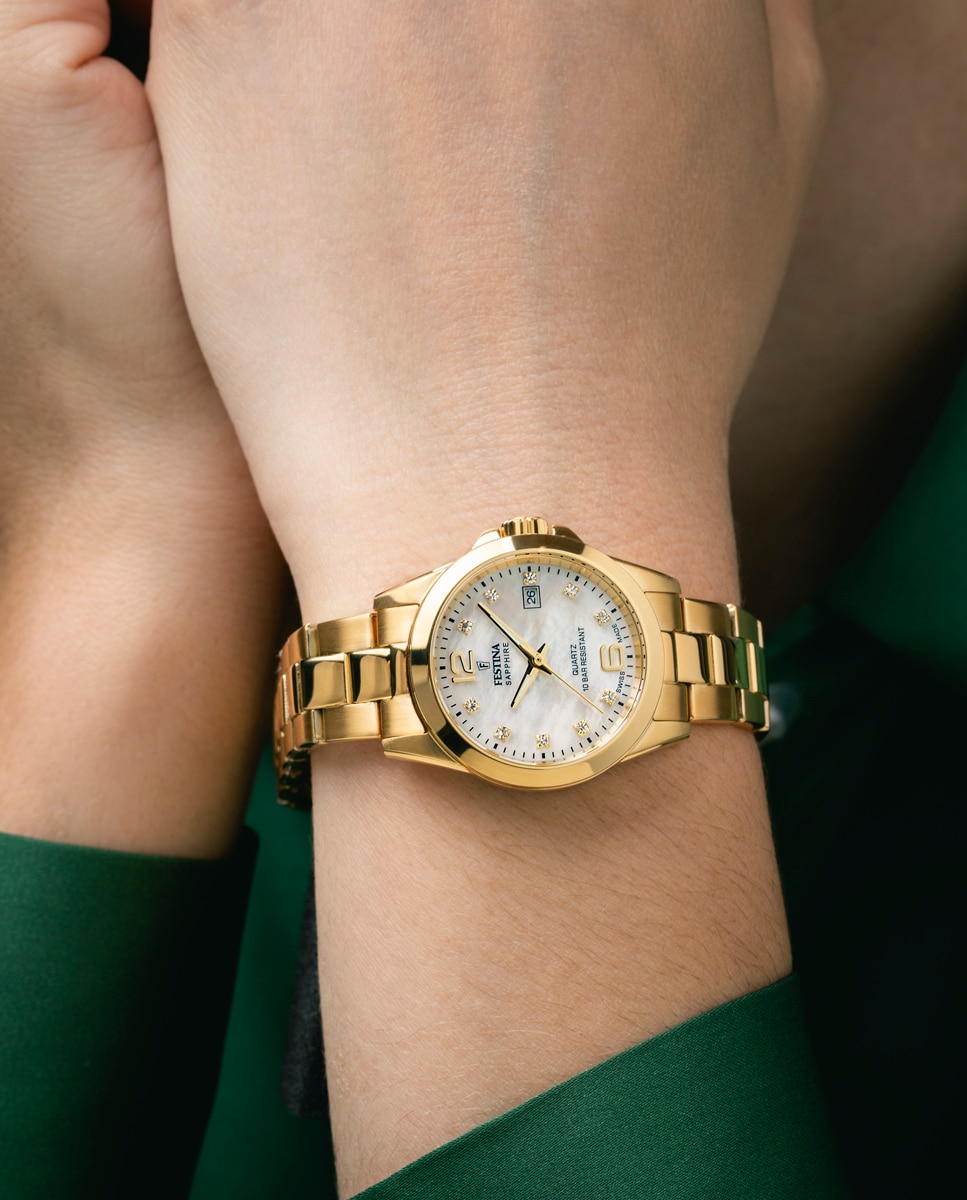 Reloj de mujer f20050/1 swiss made classics de acero dorado Oro Festina ...