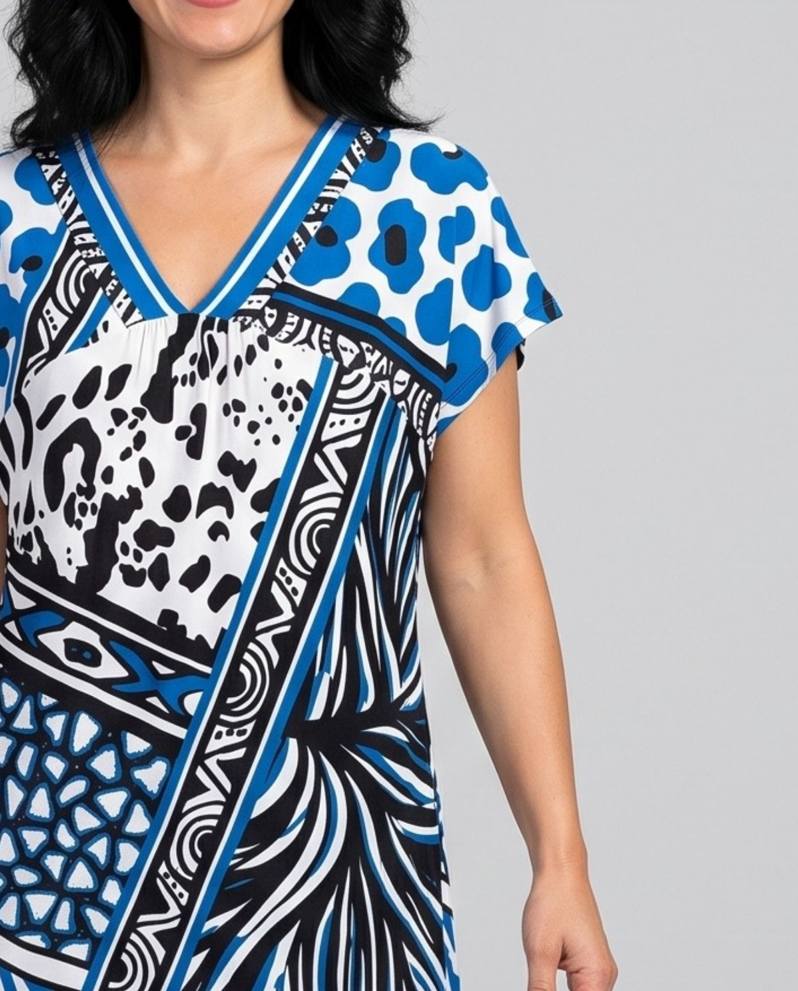 Vestido print animal con cenefa azul October · El Corte Inglés