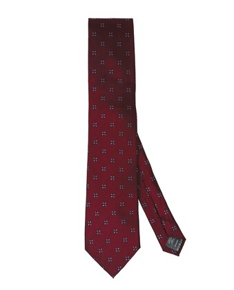 Corbata de seda natural color granate con estapado geométricos ...