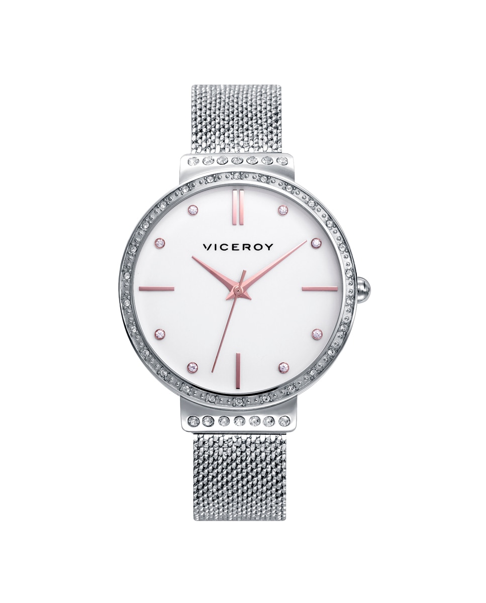 Reloj analógico de mujer chic tres agujas de acero y malla milanesa ...