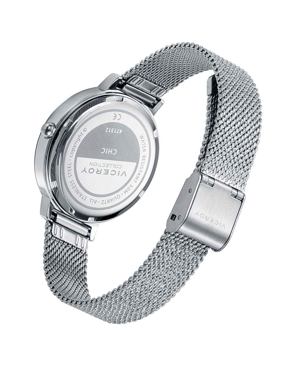 Reloj analógico de mujer chic tres agujas de acero y malla milanesa ...