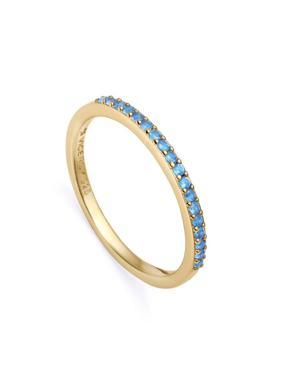 Anillo trend de plata de ley con baño de oro y fila de circonitas en ...
