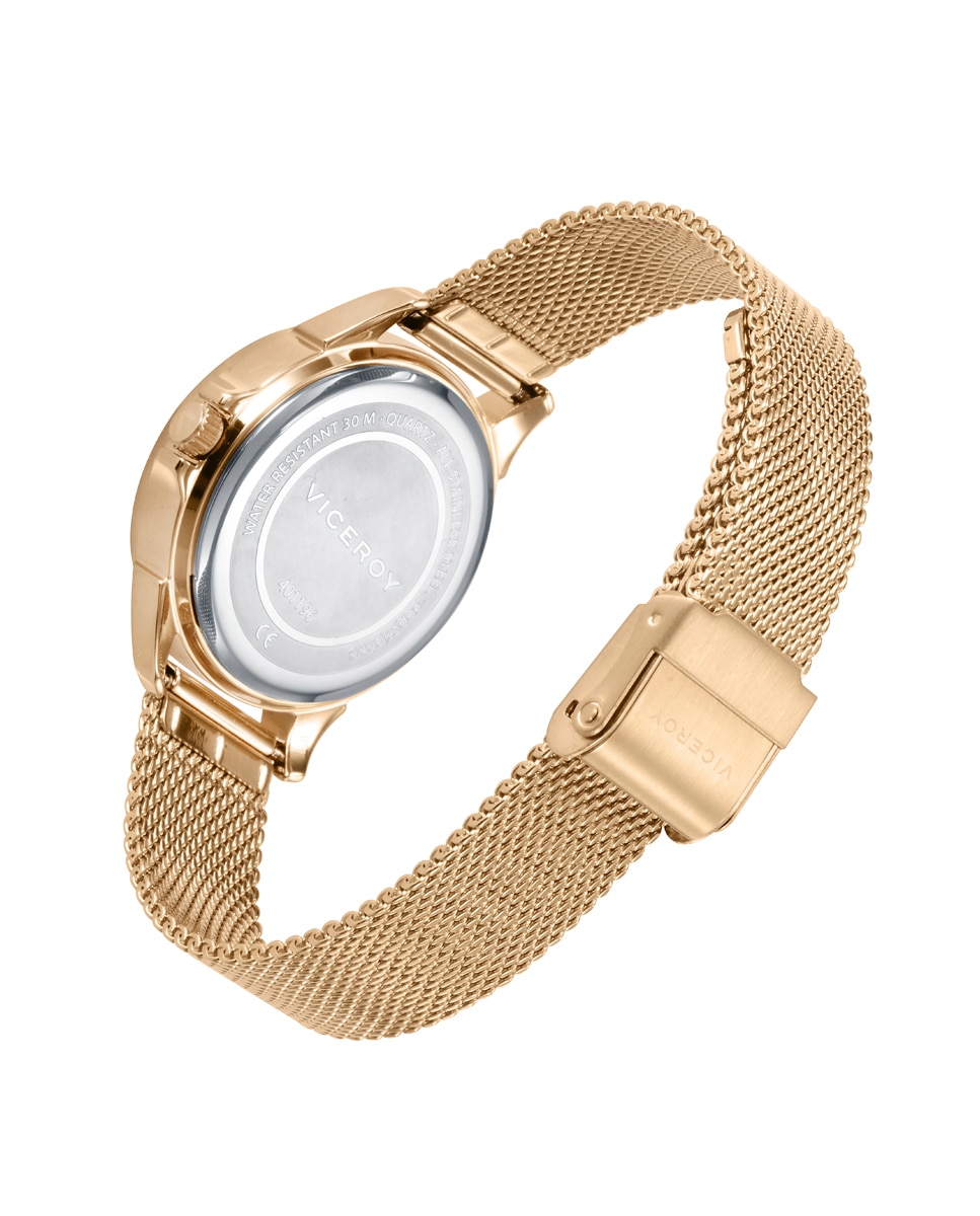 Reloj analógico de mujer chic caja y brazalete de acero en ip dorado ...